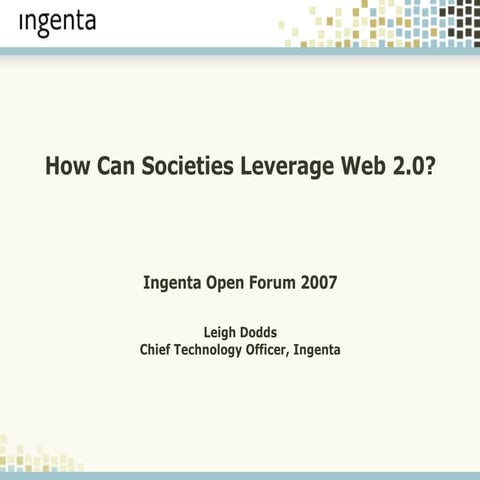 How Can Societies Leverage Web 2.0 | PPT