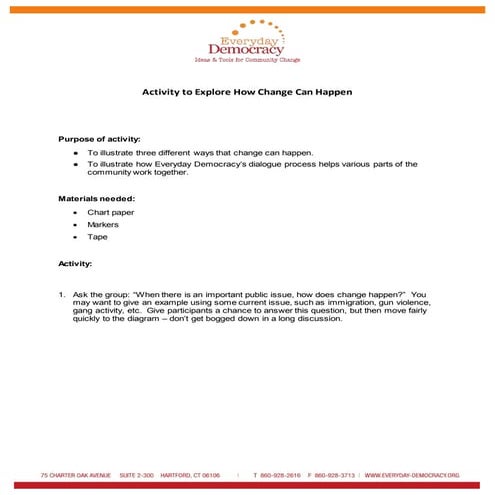 Activity to Explore How Change Can Happen | PDF