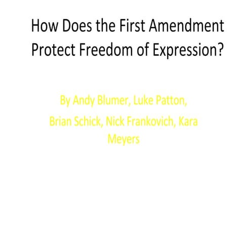 How Does The First Amendment Protect Freedom Of Expression Lesson 30 | PPT