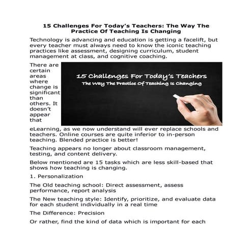 Dos and Don’ts of Modern Teaching and Best practice for Effective ...