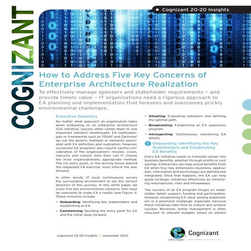 How to Address Five Key Concerns of Enterprise Architecture Realization ...