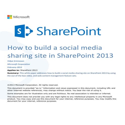 How to-build-a-social-media-sharing-site-in-share point-2013 | PDF