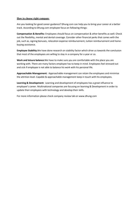 How to Choose Right Company | PDF How to Choose Right Company | PDF