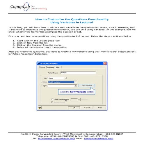 How To Customize The Questions Functionality Using Variables In Lectora | PDF