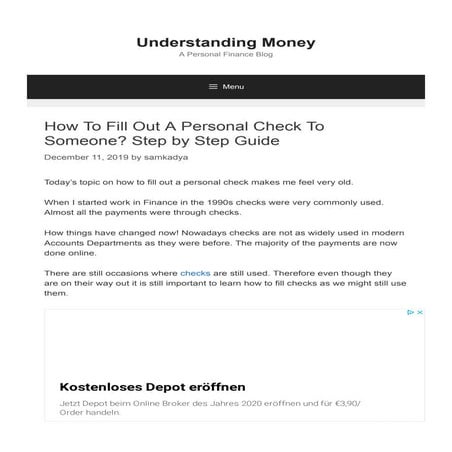 How To Fill Out A Personal Check To Someone | PDF