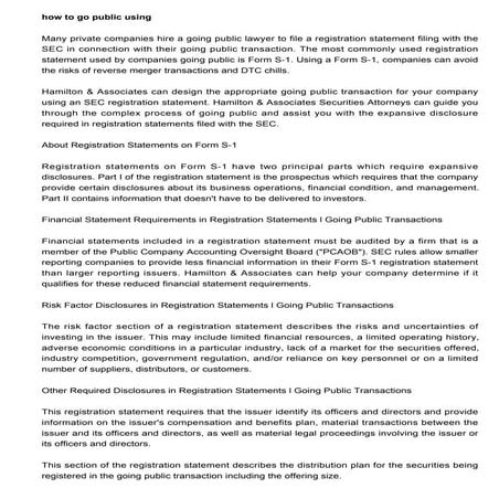 How To Go Public Using Form S-1 | PDF