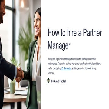How to hire a perfect Partner Manager for your organisation | PPT