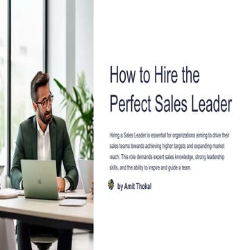 How to Hire the Perfect Sales Leader for your organisation | PPT