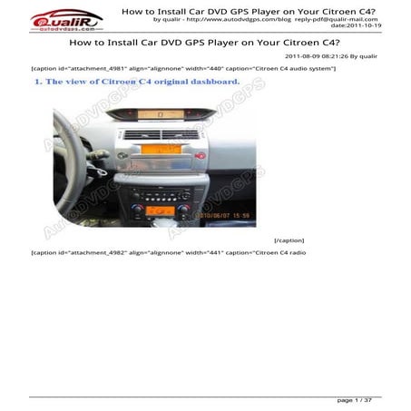 How to-install-car-dvd-gps-player-on-your-citroen-c4 | PDF