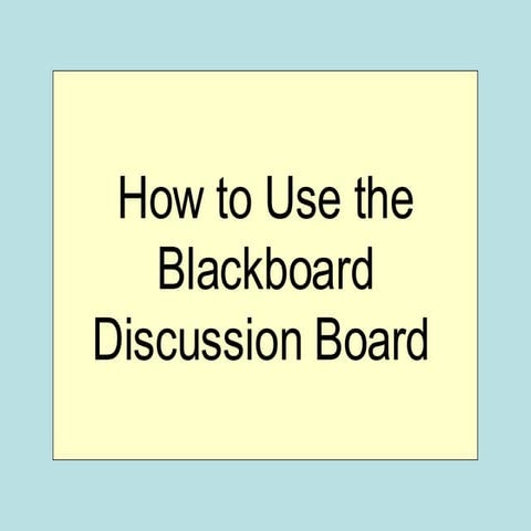 How To Post To The Blackboard Discussion Board | PPS