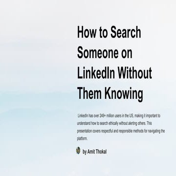 How to Search Someone on LinkedIn Without Them Knowing | PPT