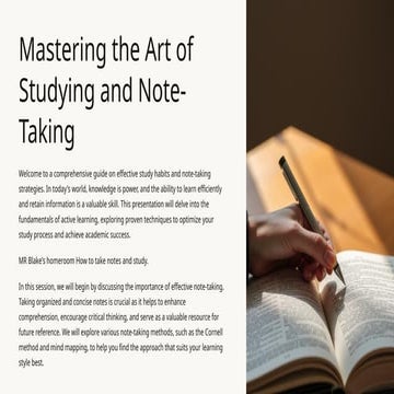 How-to-Study , Mastering the art of studying and note-taking | PPT