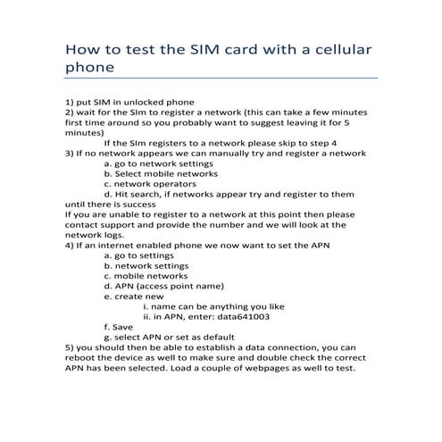 How to-test-the-sim-card-with-a-cellular-phone | PDF