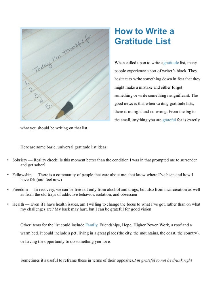 How To Write A Gratitude List How To Write A Gratitude List
