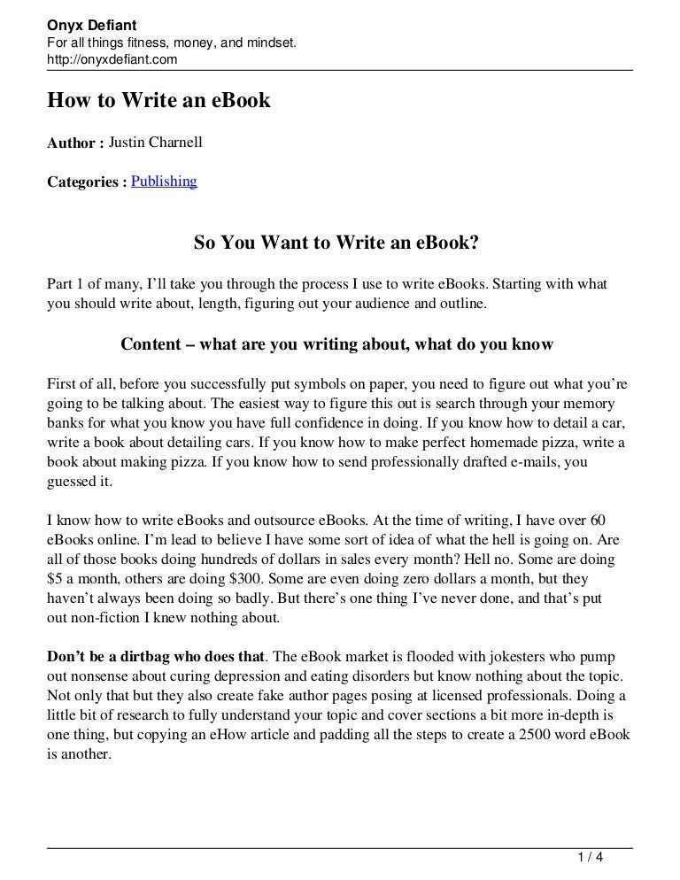 How To Write An EBook How To Write An EBook