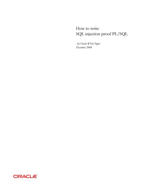 How To Write Injection Proof Plsql 1 129572 Pdf