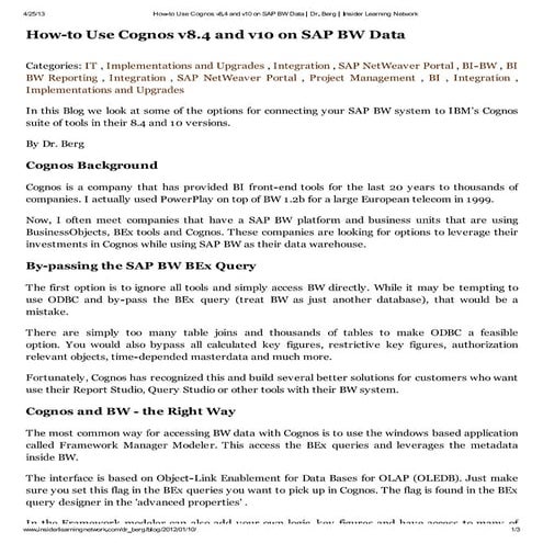 How to use cognos with sap | PDF