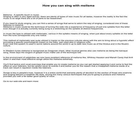 How you can sing with melisma | PDF