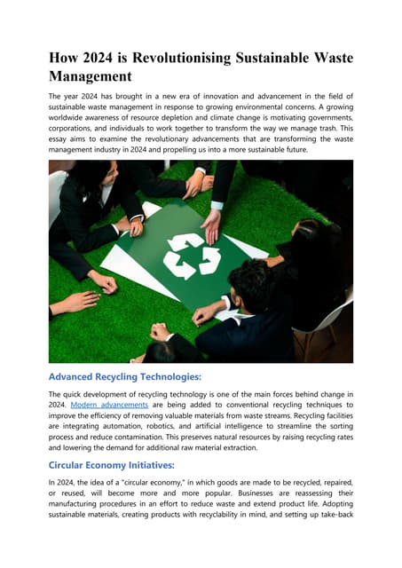 Sustainable Waste Solutions: Redefining Environmental Responsibility | PDF | Environmental ...