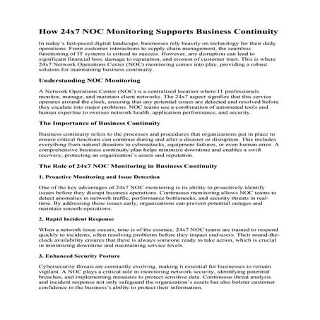 How 24x7 NOC Monitoring Supports Business Continuity.docx | Business ...