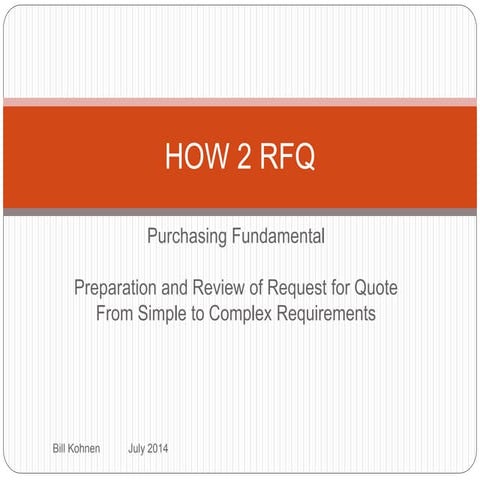How 2 RFQ - Managing the Request for Quote Process is Fundamental Skill ...