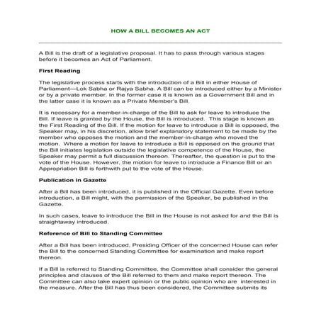 How a bill becomes an act | DOCX