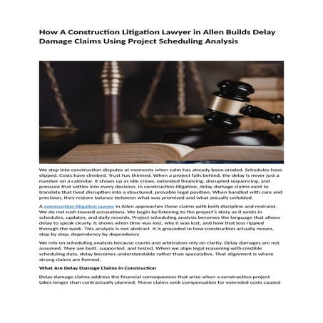 How A Construction Litigation Lawyer in Allen Builds Delay Damage ...