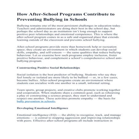 How After-School Programs Contribute to Preventing Bullying in Schools.docx