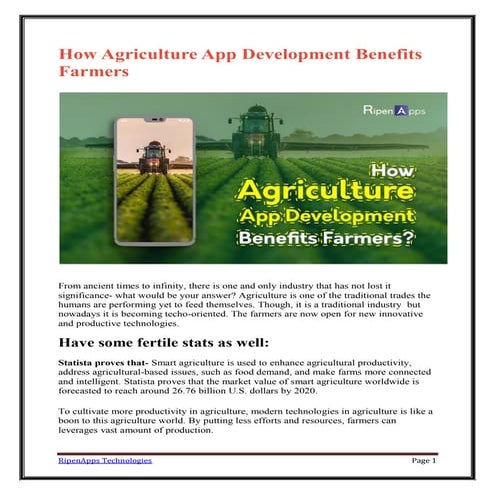 How Agriculture App Development Benefits Farmers | PDF