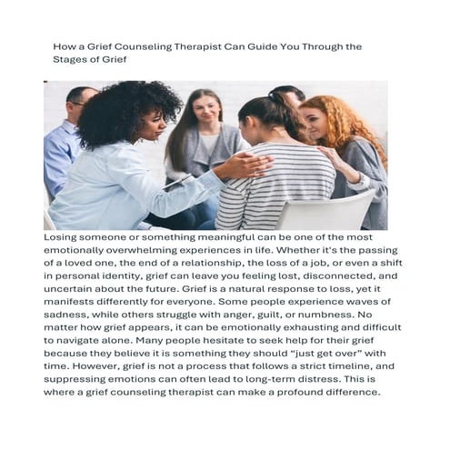 How a Grief Counseling Therapist Can Guide You Through the Stages of ...