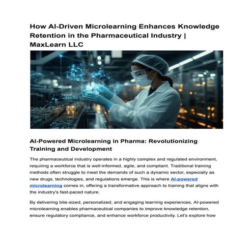 How AI-Driven Microlearning Enhances Knowledge Retention in the Pharmaceutical Industry ...
