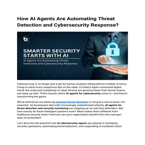How Ai Agents Are Automating Threat Detection And Cybersecurity