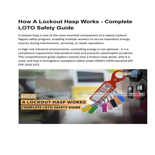How A Lockout Hasp Works - Complete LOTO Safety Guide. | PDF