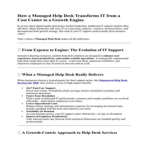 Helpdesk Management System Features and Benefits | PPTX