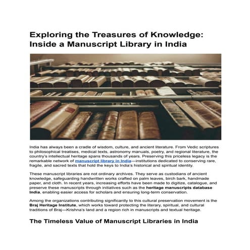 Preservation of Indian Manuscripts | PDF