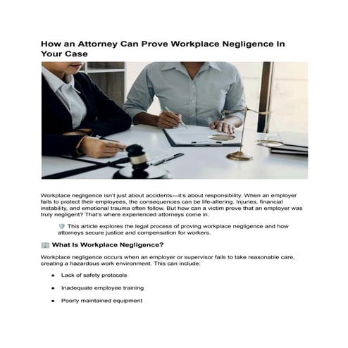 How an Attorney Can Prove Workplace Negligence In Your Case.pdf