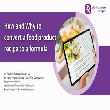 How and why is a food product recipe converted to a formula? | PDF