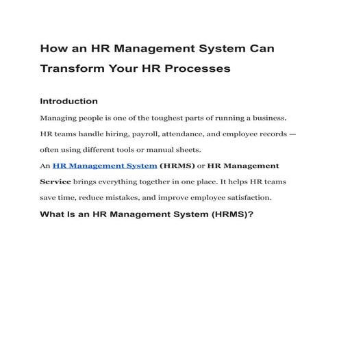 How An Hr Management System Can Transform Your Hr Processes Pdf