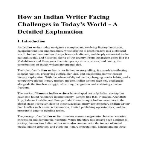 How an Indian Writer Facing Challenges in Today’s World - A Detailed ...