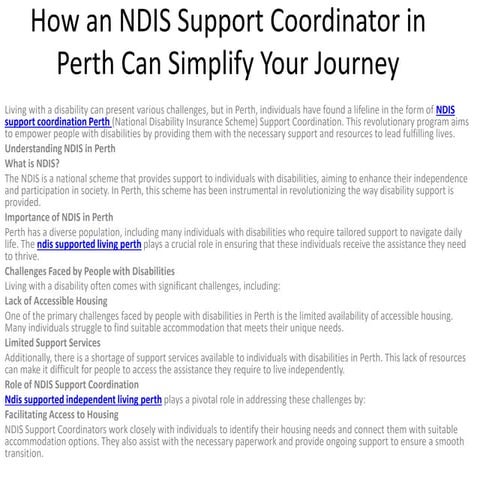 How an NDIS Support Coordinator in Perth Can Simplify Your Journey.pptx