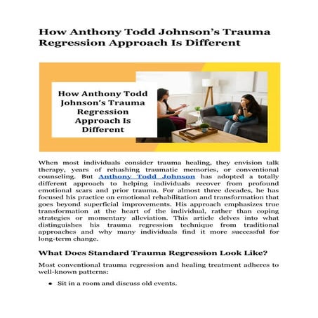 How Anthony Todd Johnson’s Trauma Regression Approach Is Different | PDF