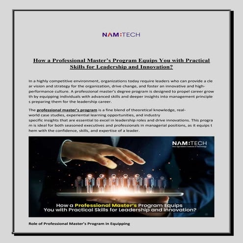 How a Professional Master’s Program Equips You with Practical Skills ...