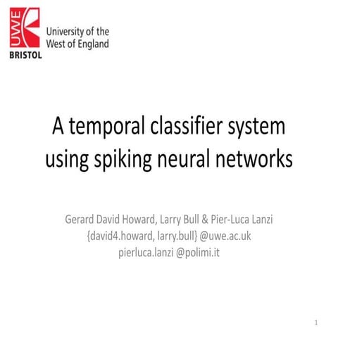 A Temporal Classifier System Using Spiking Neural Networks Ppt