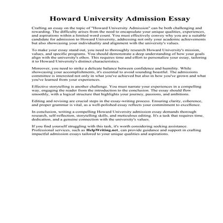 Howard University Admission Essay | PDF
