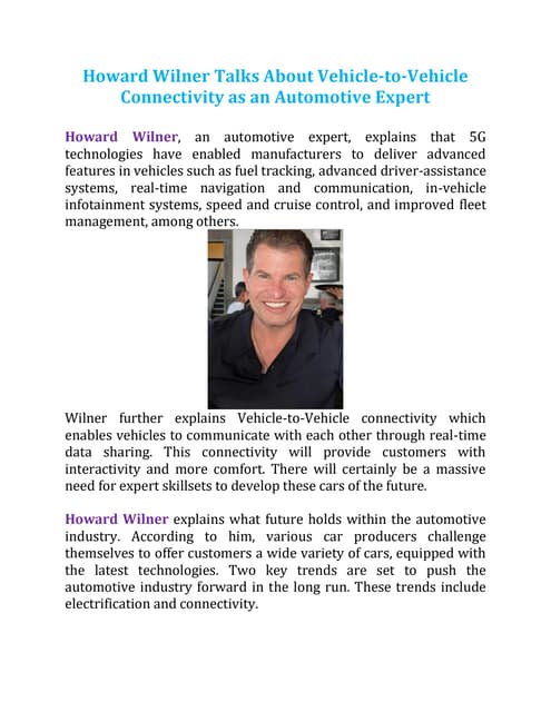 Howard Wilner Envisions a Future Where Automotive Technology Enhances ...