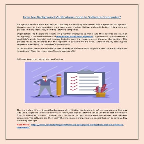 How Are Background Verificatıons Done In Software Companies? | PDF ...