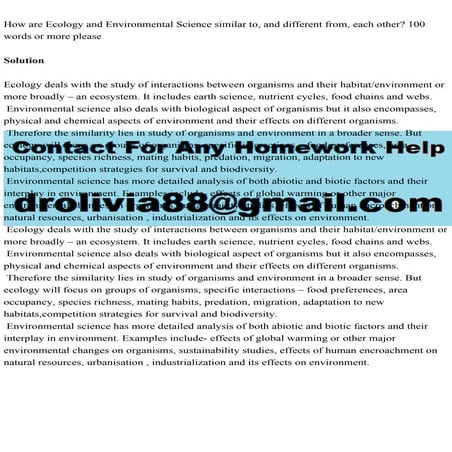 How are Ecology and Environmental Science similar to, and different .pdf