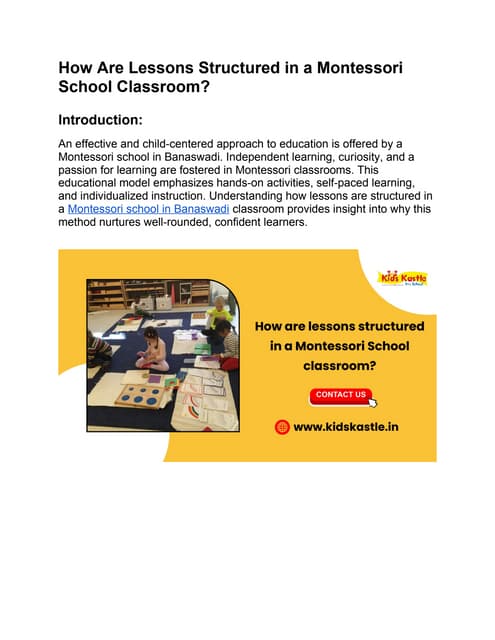 Benefits of Montessori Education Activities | PDF