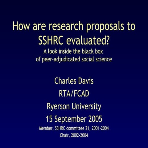 How are research proposals to sshrc evaluted | PPT