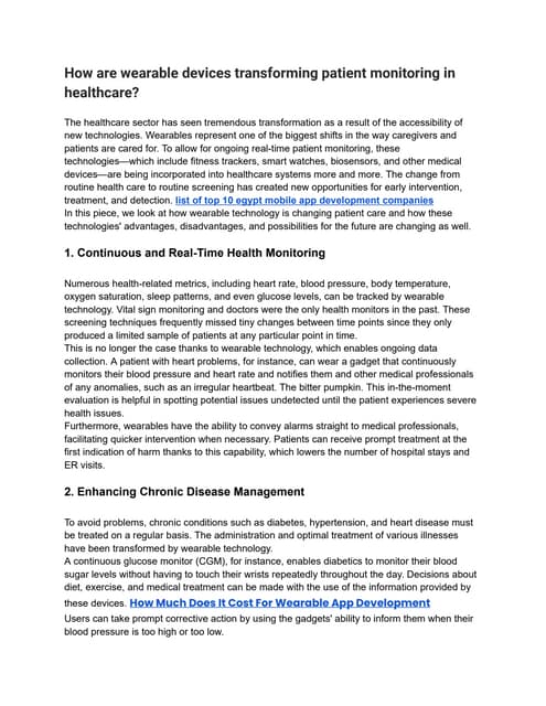Wearable Technology Revolutionzing Health Care | PDF